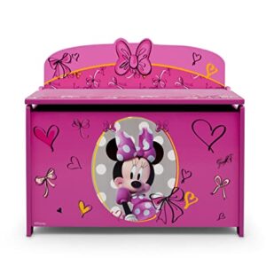 Minnie Mouse 4-Piece Playroom Set by Delta Children - Includes Table with 2 Chairs and Deluxe Toy Box, Pink