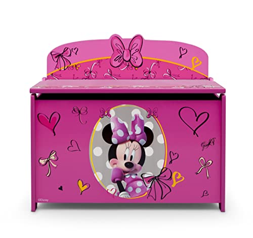 Minnie Mouse 4-Piece Playroom Set by Delta Children - Includes Table with 2 Chairs and Deluxe Toy Box, Pink