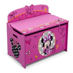 Minnie Mouse 4-Piece Playroom Set by Delta Children - Includes Table with 2 Chairs and Deluxe Toy Box, Pink