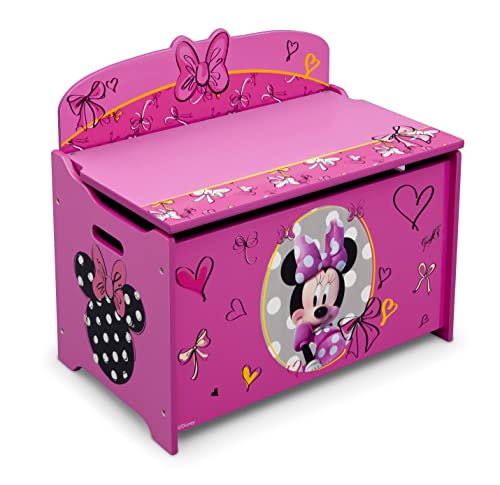 Minnie Mouse 4-Piece Playroom Set by Delta Children - Includes Table with 2 Chairs and Deluxe Toy Box, Pink