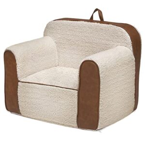 Delta Children Cozee Sherpa Chair for Kids, Cream Sherpa/Faux Leather