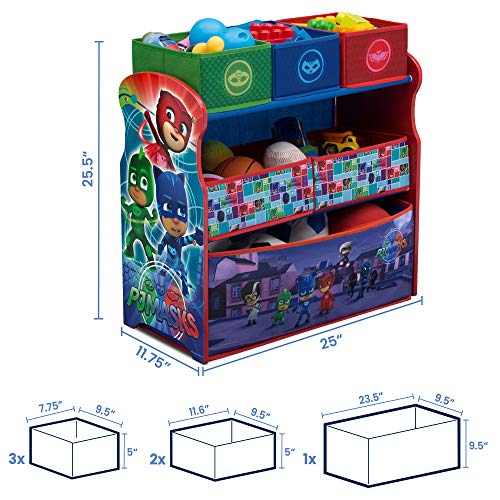 Delta Children Chair Desk with Storage Bin + Design and Store 6 Bin Toy Storage Organizer, PJ Masks (Bundle)