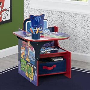 Delta Children Chair Desk with Storage Bin + Design and Store 6 Bin Toy Storage Organizer, PJ Masks (Bundle)