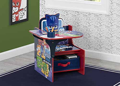 Delta Children Chair Desk with Storage Bin + Design and Store 6 Bin Toy Storage Organizer, PJ Masks (Bundle)