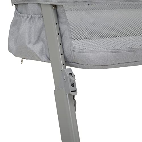 Delta Children babyGap Whisper Bedside Bassinet Sleeper with Breathable Mesh and Adjustable Heights - Lightweight Portable Crib - Made with Sustainable Materials, Grey Stripes