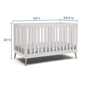 Delta Children Essex 4-in-1 Convertible Baby Crib, Bianca White with Natural Legs + Delta Children Twinkle Galaxy Dual Sided Recycled Fiber Core Crib and Toddler Mattress (Bundle)