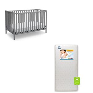 delta children heartland 4-in-1 convertible crib, grey with twinkle stars crib & toddler mattress