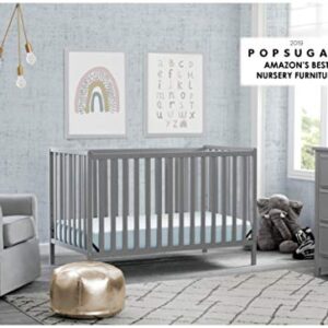 Delta Children Heartland 4-in-1 Convertible Crib, Grey with Twinkle Stars Crib & Toddler Mattress