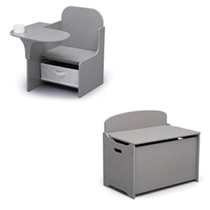 delta children mysize chair desk with storage bin + mysize deluxe toy box, grey (bundle)