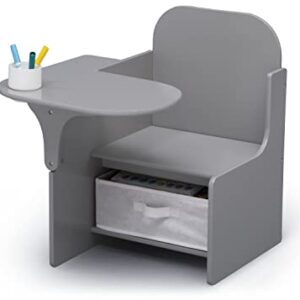 Delta Children MySize Chair Desk with Storage Bin + MySize Deluxe Toy Box, Grey (Bundle)