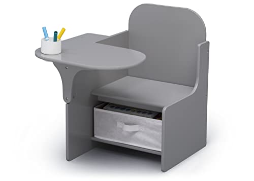 Delta Children MySize Chair Desk with Storage Bin + MySize Deluxe Toy Box, Grey (Bundle)