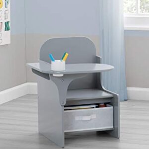 Delta Children MySize Chair Desk with Storage Bin + MySize Deluxe Toy Box, Grey (Bundle)