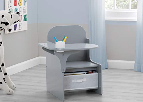 Delta Children MySize Chair Desk with Storage Bin + MySize Deluxe Toy Box, Grey (Bundle)