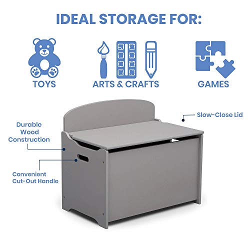 Delta Children MySize Chair Desk with Storage Bin + MySize Deluxe Toy Box, Grey (Bundle)