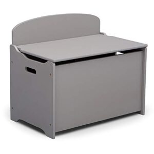 Delta Children MySize Chair Desk with Storage Bin + MySize Deluxe Toy Box, Grey (Bundle)