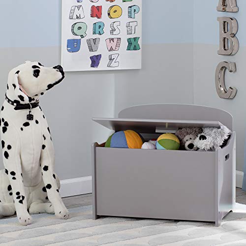 Delta Children MySize Chair Desk with Storage Bin + MySize Deluxe Toy Box, Grey (Bundle)