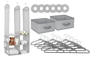 delta children nursery storage 24 piece set – easy storage/organization solution – keeps bedroom, nursery & closet clean, dove grey