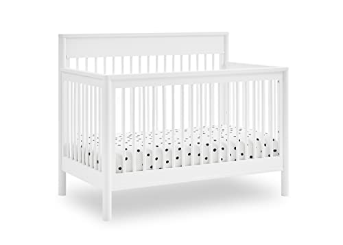 Delta Children Remy Crib 7-Piece Baby Nursery Furniture Set–Includes: Convertible Crib, Glider, Dresser, Changing Top, Crib Mattress, Sheets, & Changing Pad, Bianca White