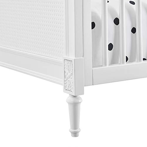 Delta Children Madeline 4-in-1 Convertible Crib - Woven Cane Mesh Panels, Includes Conversion Rails, Greenguard Gold Certified, Bianca White