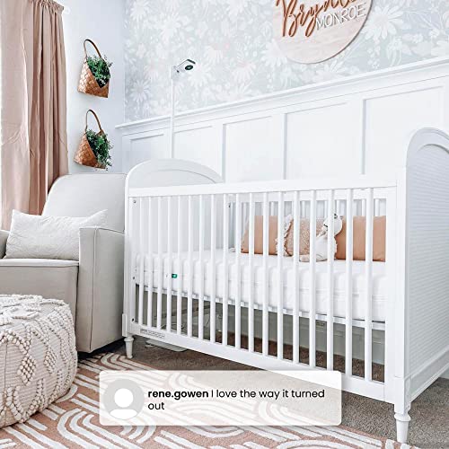 Delta Children Madeline 4-in-1 Convertible Crib - Woven Cane Mesh Panels, Includes Conversion Rails, Greenguard Gold Certified, Bianca White