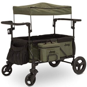 jeep deluxe wrangler stroller wagon by delta children – includes cooler bag, parent organizer and car seat adapter, black/green