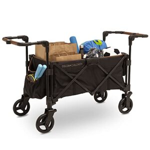 Delta Children Hercules Stroller Wagon for 2 Kids Versatile Stroller Wagon with Canopy, Push/Pull Handles, Cup Holders and Storage Pockets Compact Fold is Great for Travel, Black