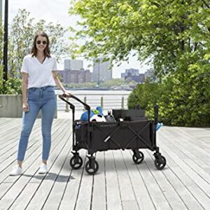 Delta Children Hercules Stroller Wagon for 2 Kids Versatile Stroller Wagon with Canopy, Push/Pull Handles, Cup Holders and Storage Pockets Compact Fold is Great for Travel, Black