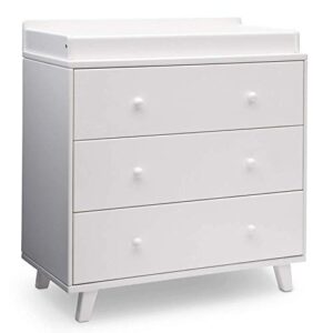 delta children ava 3 drawer dresser with changing top, greenguard gold certified, white