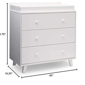 Delta Children Ava 3 Drawer Dresser with Changing Top, Greenguard Gold Certified, White