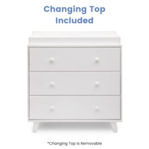 Delta Children Ava 3 Drawer Dresser with Changing Top, Greenguard Gold Certified, White