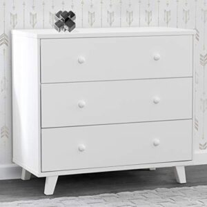 Delta Children Ava 3 Drawer Dresser with Changing Top, Greenguard Gold Certified, White