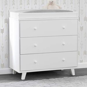 Delta Children Ava 3 Drawer Dresser with Changing Top, Greenguard Gold Certified, White