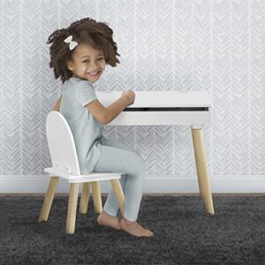 Delta Children Ollie Lift-Top Desk and Chair for Toddlers & Up - Greenguard Gold Certified, Bianca White/Natural