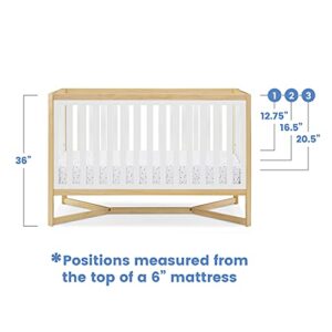 Delta Children Tribeca 4-in-1 Baby Convertible Crib + Simmons Kids Quiet Nights Crib and Toddler Mattress Made from Recycled Water Bottles/GREENGUARD Gold Certified [Bundle], Bianca White/Natural