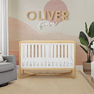 Delta Children Tribeca 4-in-1 Baby Convertible Crib + Simmons Kids Quiet Nights Crib and Toddler Mattress Made from Recycled Water Bottles/GREENGUARD Gold Certified [Bundle], Bianca White/Natural