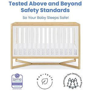 Delta Children Tribeca 4-in-1 Baby Convertible Crib + Simmons Kids Quiet Nights Crib and Toddler Mattress Made from Recycled Water Bottles/GREENGUARD Gold Certified [Bundle], Bianca White/Natural