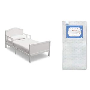 delta children bennett toddler bed, bianca white + delta children twinkle galaxy dual sided recycled fiber core toddler mattress (bundle)