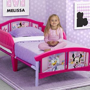 Delta Children Plastic Toddler Bed, Disney Minnie Mouse + Delta Children Twinkle Galaxy Dual Sided Recycled Fiber Core Toddler Mattress (Bundle)