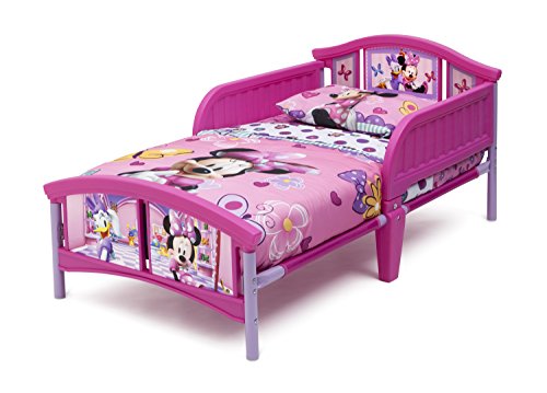 Delta Children Plastic Toddler Bed, Disney Minnie Mouse + Delta Children Twinkle Galaxy Dual Sided Recycled Fiber Core Toddler Mattress (Bundle)