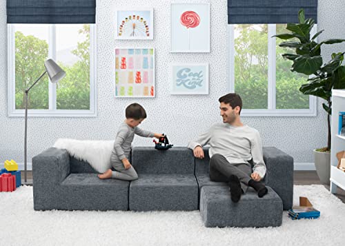 Delta Children Cozee 4-Piece Customizable Sectional Sofa Set, Grey