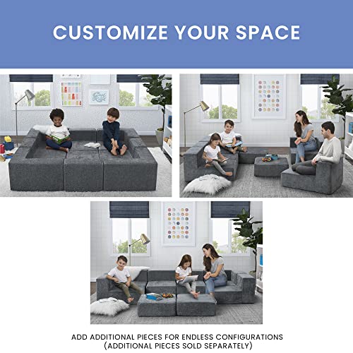 Delta Children Cozee 4-Piece Customizable Sectional Sofa Set, Grey