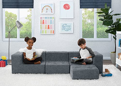 Delta Children Cozee 4-Piece Customizable Sectional Sofa Set, Grey