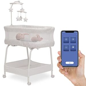 delta children smartsleep auto glide bassinet with bluetooth, alloy