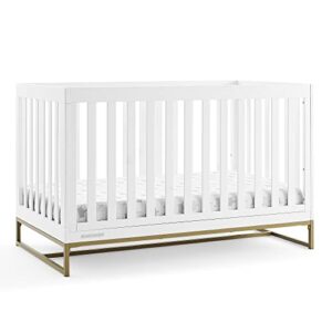 delta children jade 4-in-1 convertible crib – greenguard gold certified, bianca white/bronze