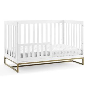 Delta Children Jade 4-in-1 Convertible Crib - Greenguard Gold Certified, Bianca White/Bronze