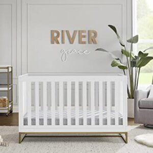 Delta Children Jade 4-in-1 Convertible Crib - Greenguard Gold Certified, Bianca White/Bronze