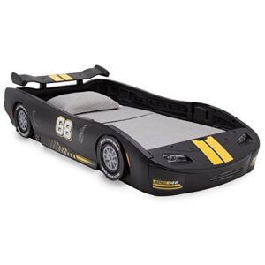 delta children turbo race car twin bed, black