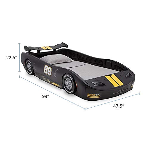 Delta Children Turbo Race Car Twin Bed, Black