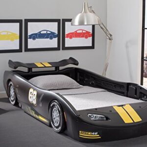 Delta Children Turbo Race Car Twin Bed, Black