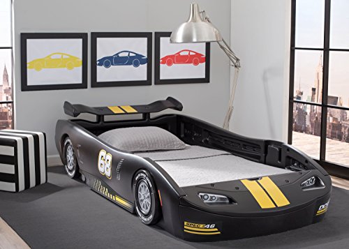 Delta Children Turbo Race Car Twin Bed, Black